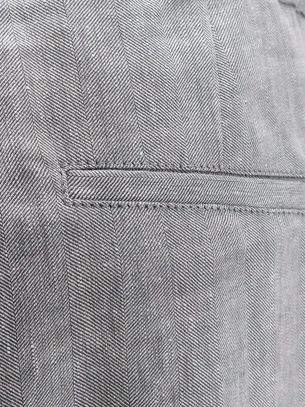 Brunello Cucinelli Drawstring Trousers In Linen And Virgin Wool - Grey