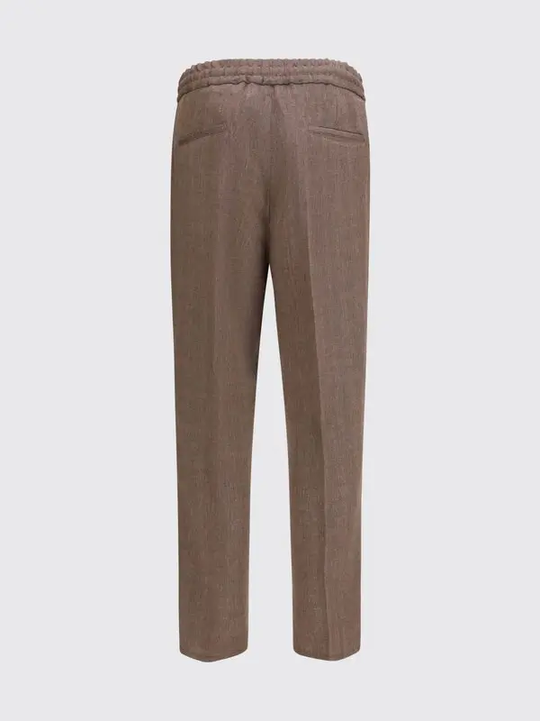 Brunello Cucinelli Drawstring Trousers In Linen And Virgin Wool - Hazel