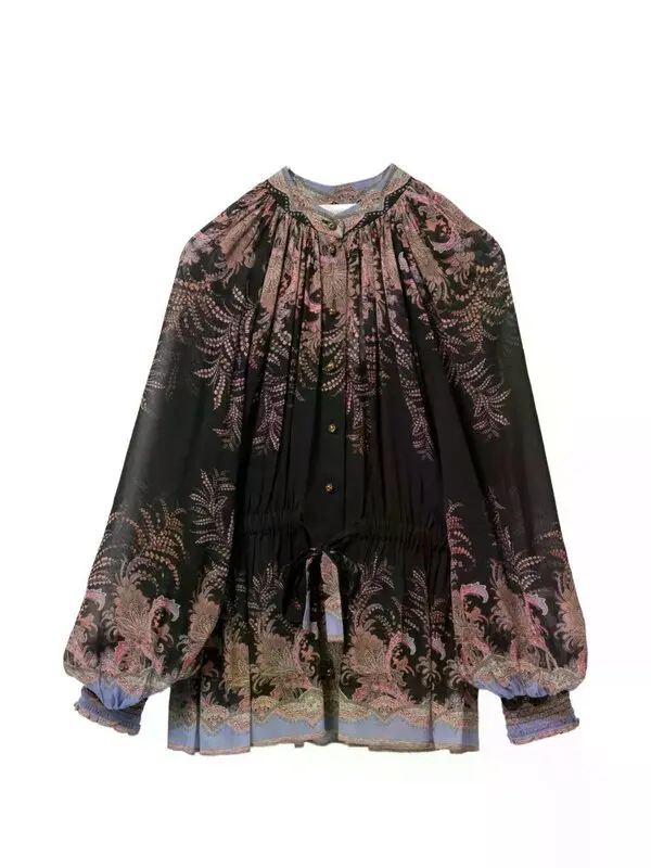 Zimmermann Floral Print Long Sleeve Blouse - Black