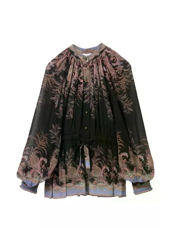 Zimmermann Floral Print Long Sleeve Blouse - Black