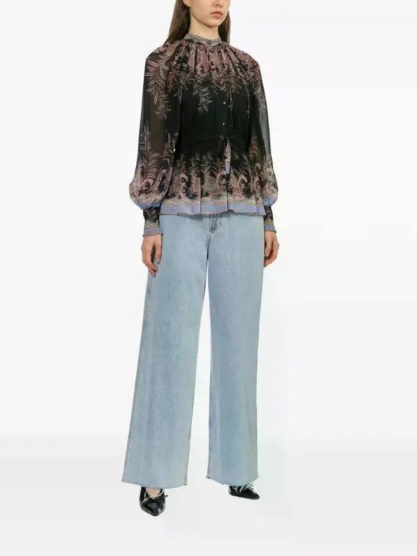 Zimmermann Floral Print Long Sleeve Blouse - Black