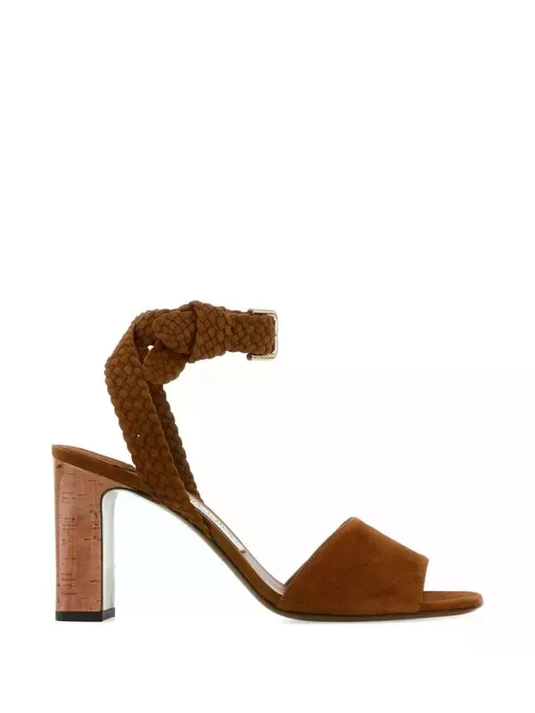 JIMMY CHOO Rori Braided Buckle Suede Sandals - Brown