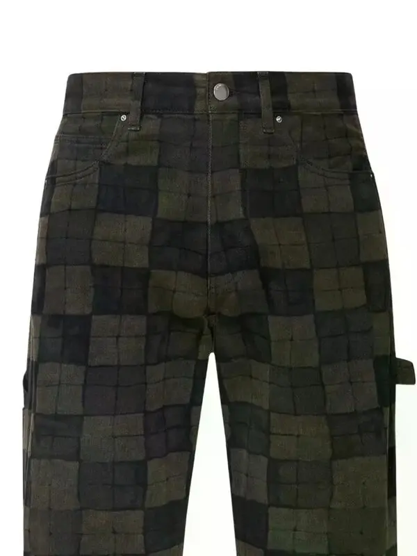Amiri Chateau Crest Carpenter Checkered Jeans - Black