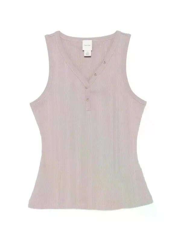 Calvin Klein Button Ribbed Tank Top - Purple