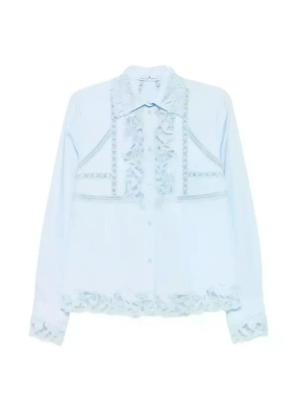 Ermanno Scervino Lace-detail Shirt - Blue