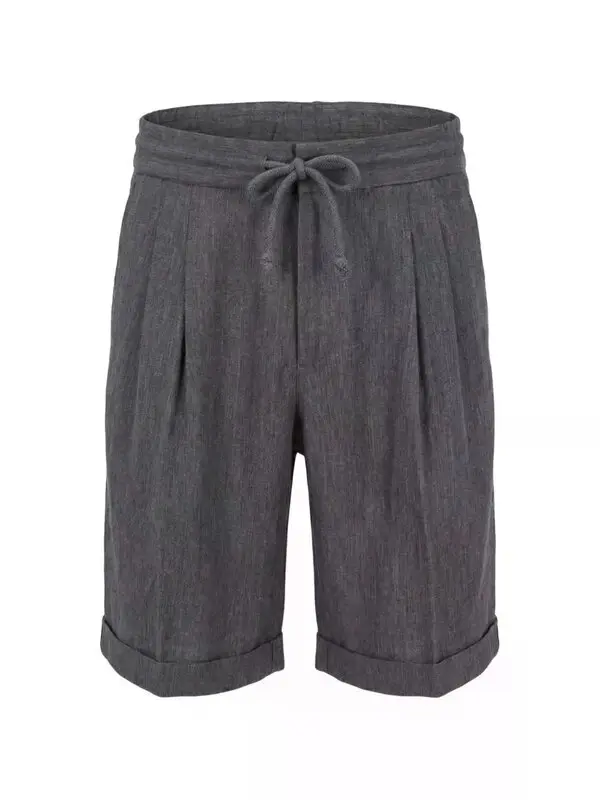 Brunello Cucinelli Drawstring Linen Shorts - Grey