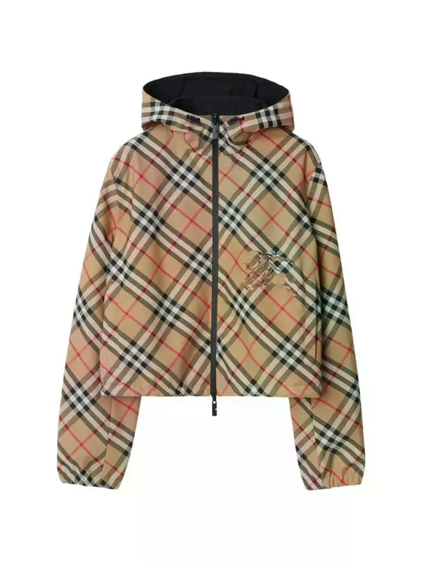 Burberry Cropped Reversible Check Jacket - Neutrals