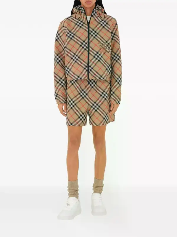 Burberry Cropped Reversible Check Jacket - Neutrals