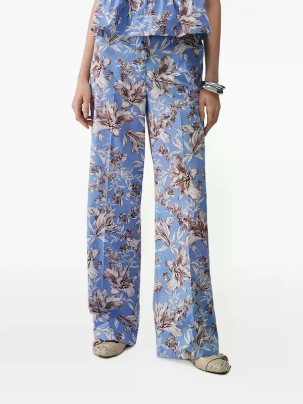 Liu Jo Floral-pattern Trousers - Blue