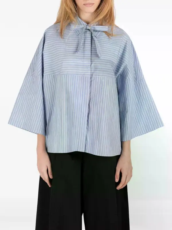 SOCIETE ANONYME Sakamoto Striped Bow Shirt - Blue