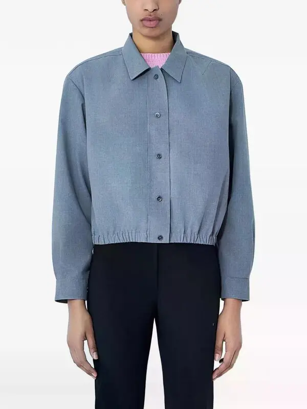 JIL SANDER Cropped Wool Jacket - Blue
