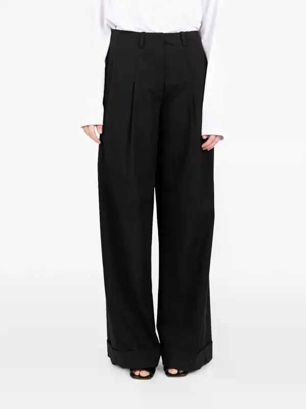 SOCIETE ANONYME Pleated Wide-leg Trousers - Black