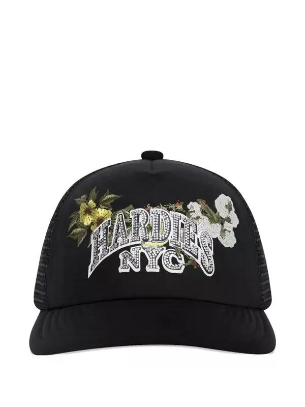 DENIM TEARS X Hardies Nyc Floral-embroidered Trucker Cap - Black