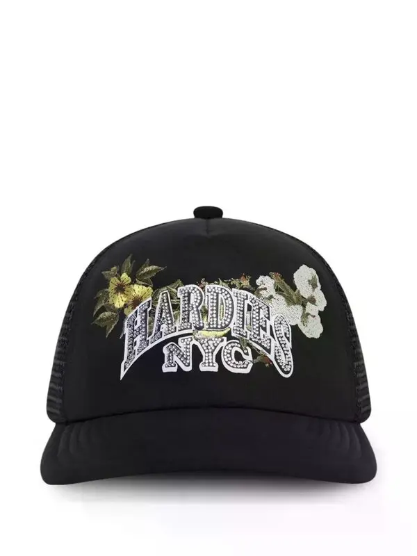 DENIM TEARS X Hardies Nyc Floral-embroidered Trucker Cap - Black