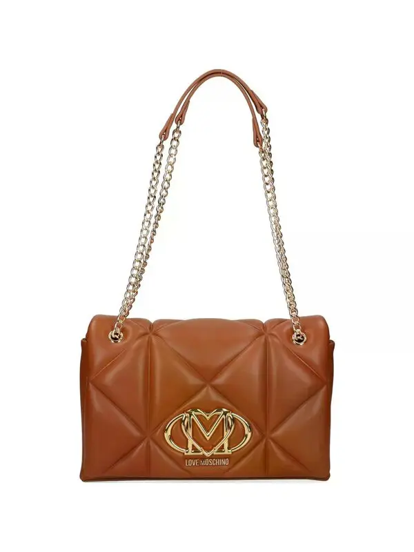 Moschino Quilted Shoulder Bag With Chain Strap - Brown