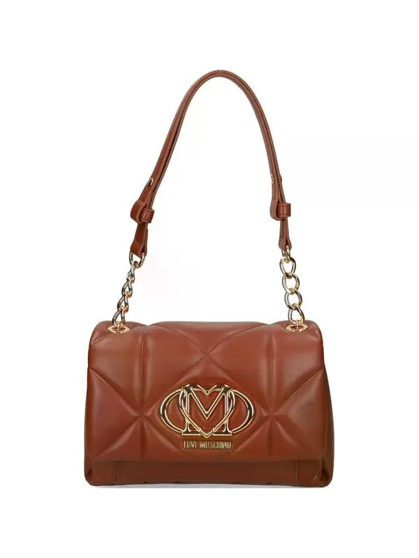 Moschino Quilted Cross Body Bag With Chain Strap - Brown