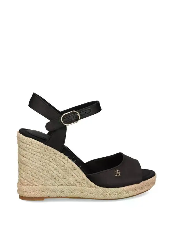 Tommy Hilfiger Woven Wedge Sandals - Black