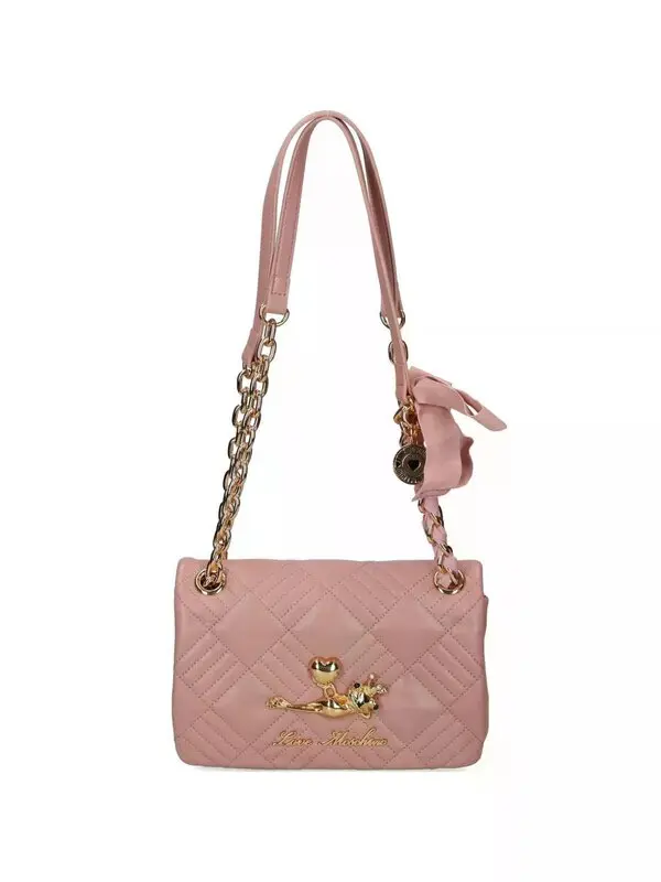 Moschino Quilted Cross Body Bag With Chain Strap - Pink