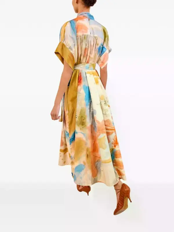 Ulla Johnson Studio Tie-neck Belted Midi Dress - Neutrals