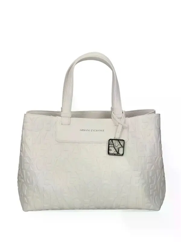 Armani Exchange Embossed-logo Tote Bag - White