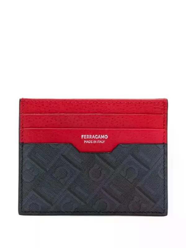 FERRAGAMO Embossed Leather Cardholder - Black
