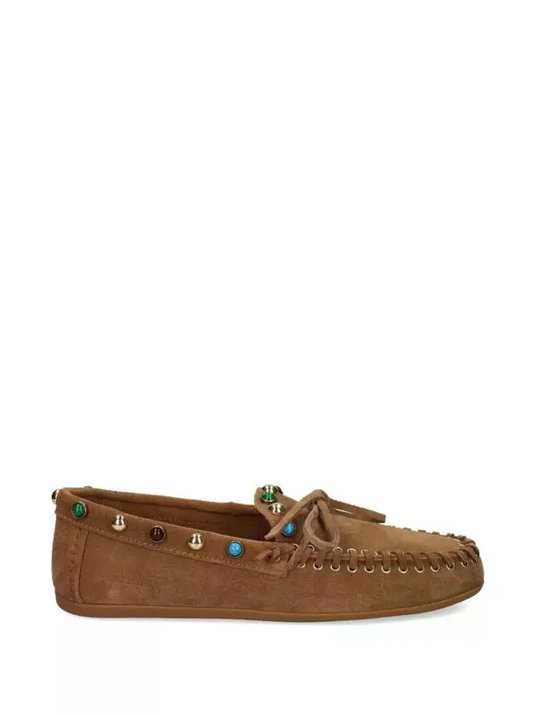 BIBI LOU Studded Tie Loafers - Neutrals