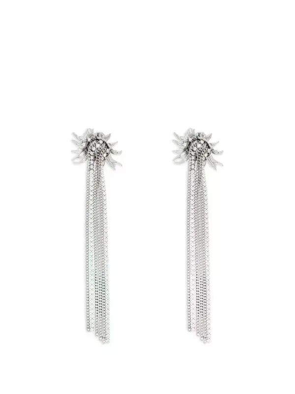 Alexander McQueen Flower-motif Drop Earrings - Silver