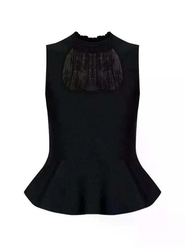 Alexander McQueen Peplum-hem Blouse With Lace Detail - Black