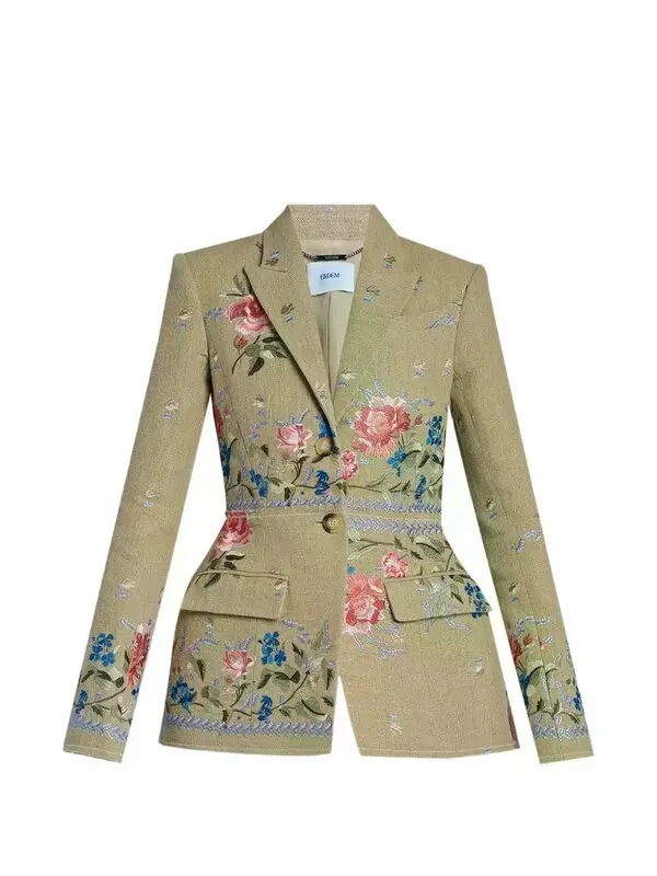 Erdem Floral Embroidered Blazer - Green