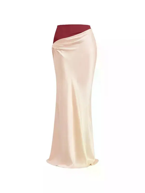Patrizia Pepe Draped Satin Maxi Skirt - Neutrals