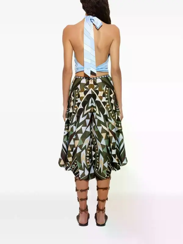 Emilio Pucci Manuba Print Wide Silk Pants - Green