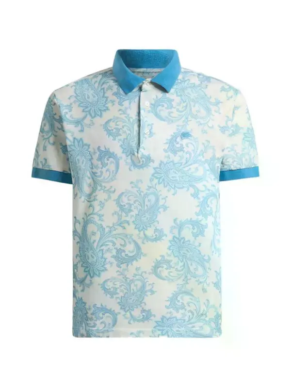 Etro Paisley-motif Pique Polo Shirt - Blue