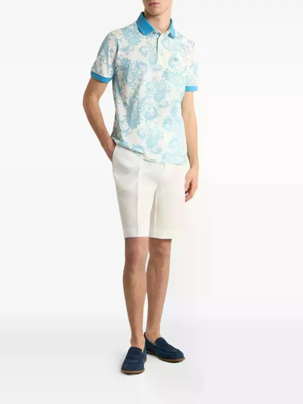 Etro Paisley-motif Pique Polo Shirt - Blue
