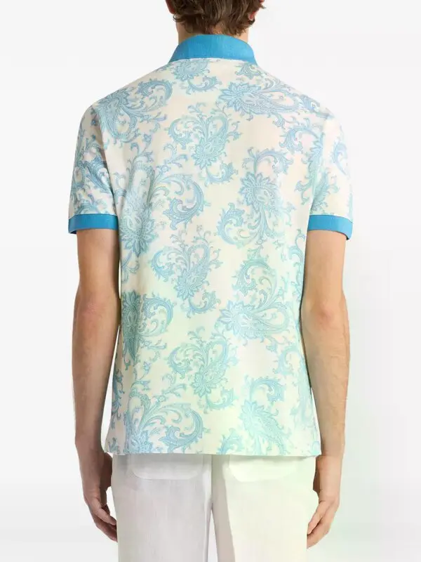 Etro Paisley-motif Pique Polo Shirt - Blue