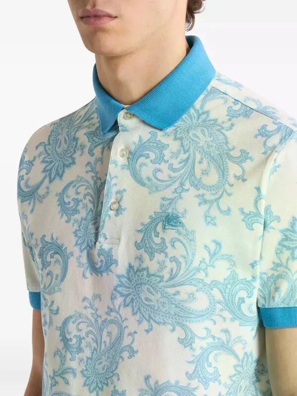 Etro Paisley-motif Pique Polo Shirt - Blue