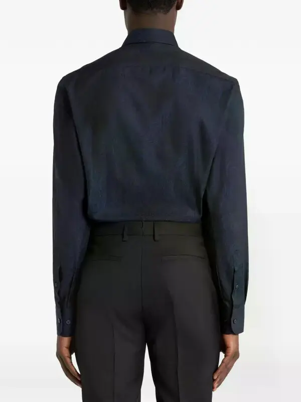 Etro Cotton Jacquard Shirt With Arnica Motif - Blue