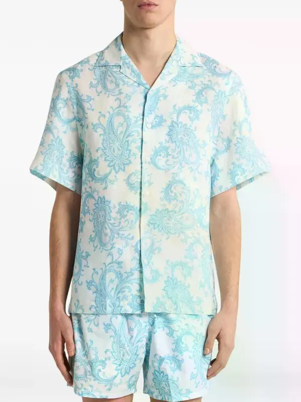 Etro Linen Bowling Shirt With Paisley-motif