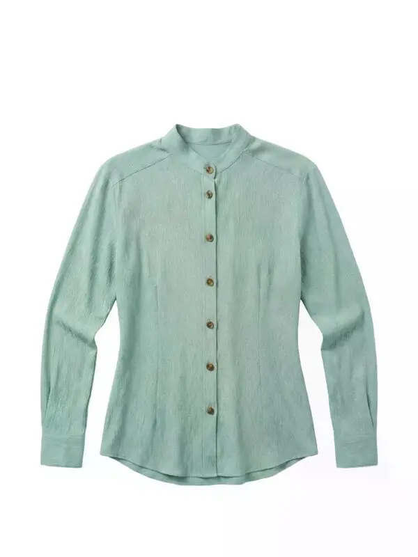 BLAZÉ MILANO Stand-collar Buttoned Shirt - Green