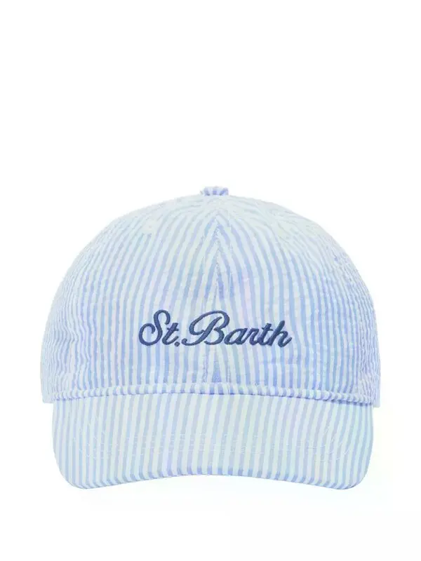 MC2 SAINT BARTH Seersucker Striped Baseball Cap - Blue