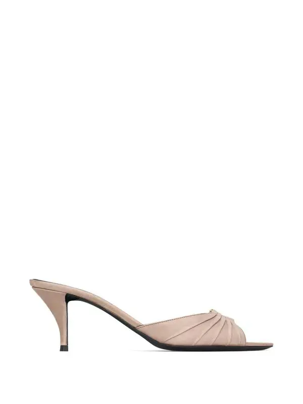 Saint Laurent Babylone Twisted-detail Leather Sandals - Neutrals