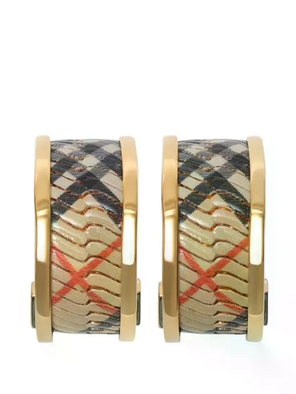 Burberry Check Print Hoop Earrings - Gold