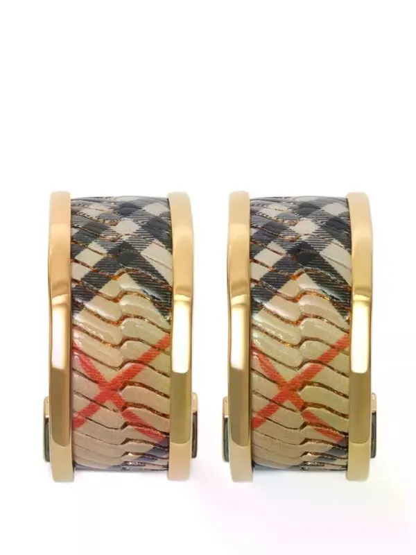 Burberry Check Print Hoop Earrings - Gold