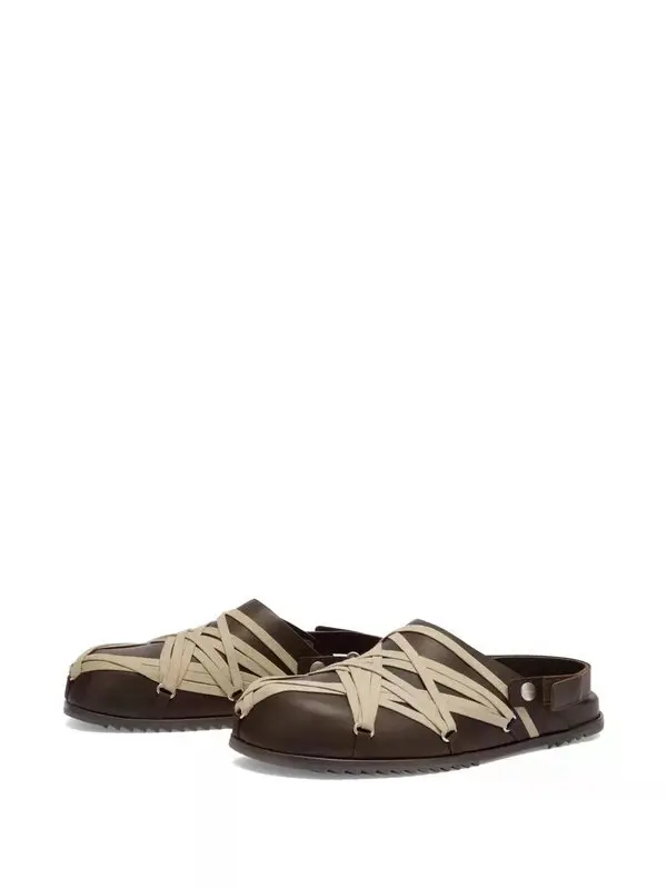 Rick Owens Laced Strap Mules - Brown