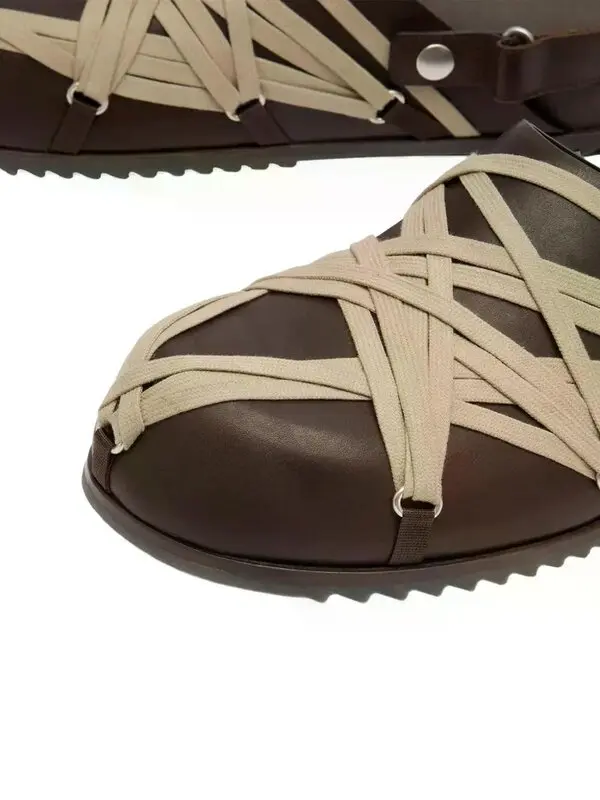 Rick Owens Laced Strap Mules - Brown