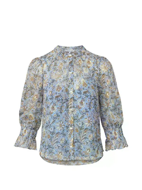 Veronica Beard Ashlynn Floral Print Blouse - Blue