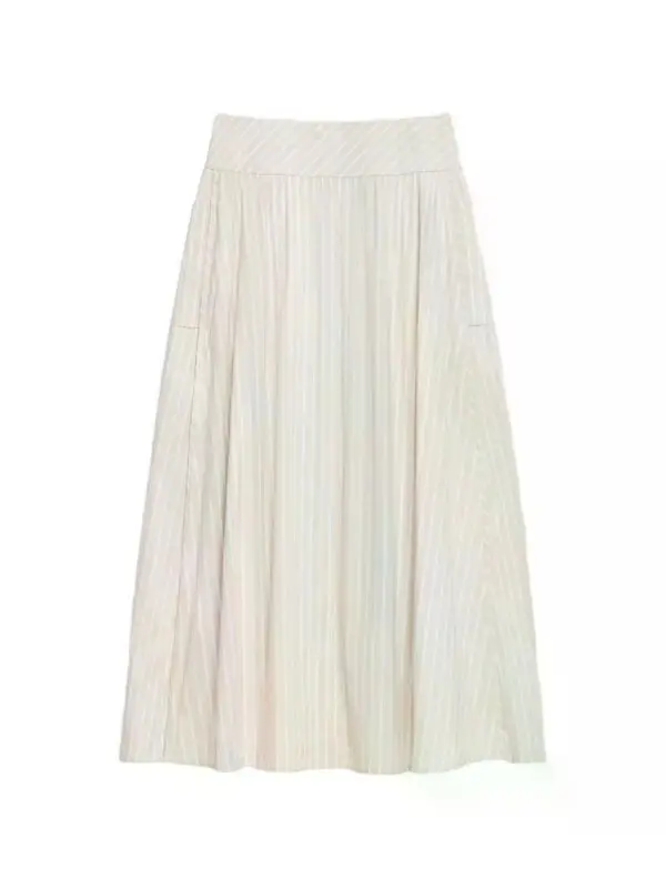 Theory Striped Midi Skirt - Neutrals