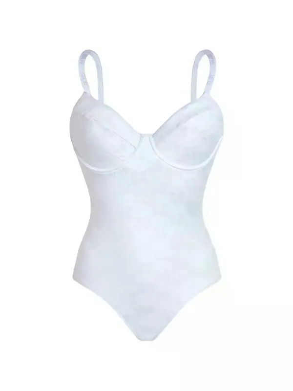 Vilebrequin Bustier Turtle Monogram One-piece Swimsuit - White