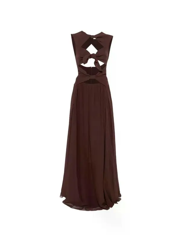 Raquel Diniz Olivia Cutout Bow Maxi Dress - Brown