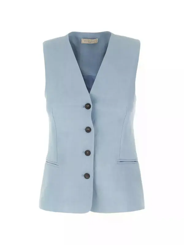 Antonelli Firenze Buttoned Vest - Blue