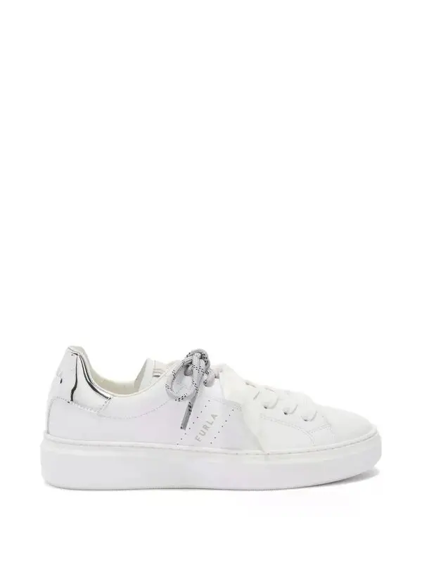 Furla Hype Silver-tone Detail Sneakers - White